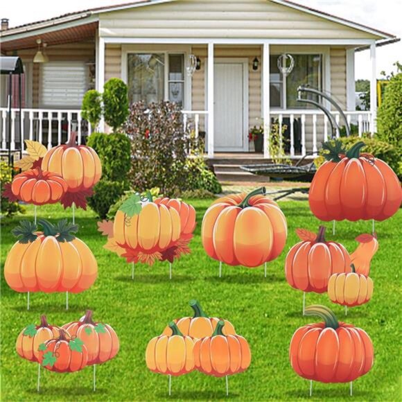 Holiday | Fall Yard Sign Pumpkin Yard Stakes Thanksgiving Outdoor ...